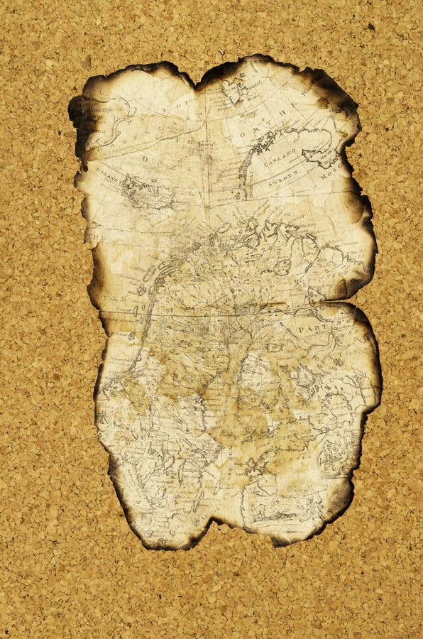 Old map with burnt edges stock photo. Image of bark, paper - 33151228