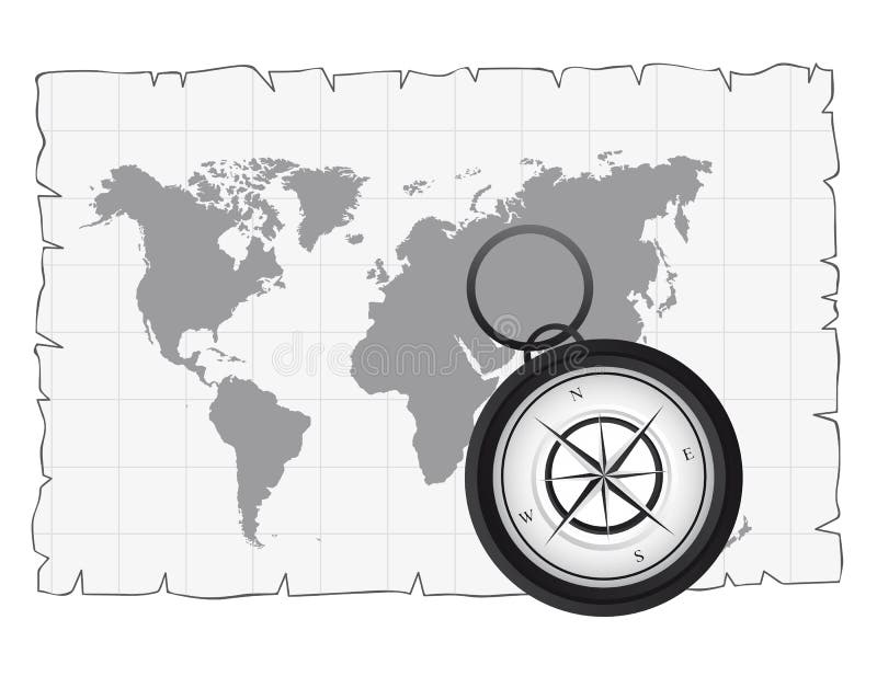 Old map and compass stock vector. Illustration of exploration - 22333821