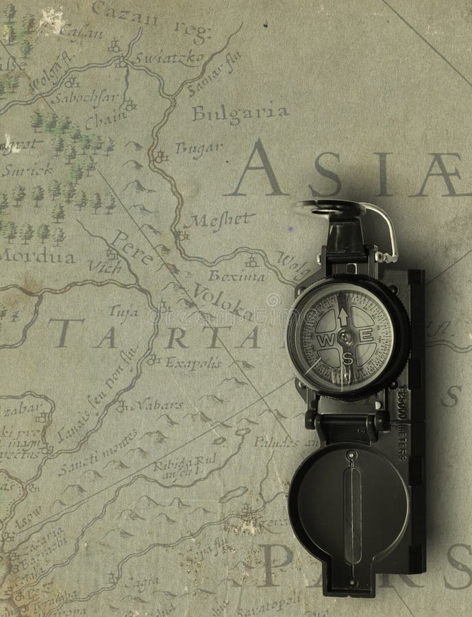 Old map with compass stock photo. Image of medieval, aged - 28250486