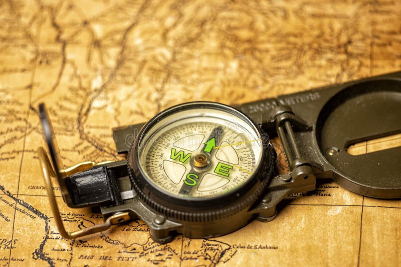 Old Map with Magnetic Compass Stock Photo - Image of charts, navigation ...