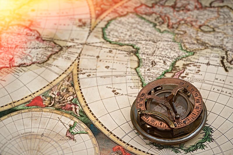 Compass on geography map stock image. Image of journey - 14506333