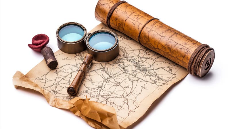 An Old Map, Compass, and Scrolls, Ready for a Journey Filled with ...