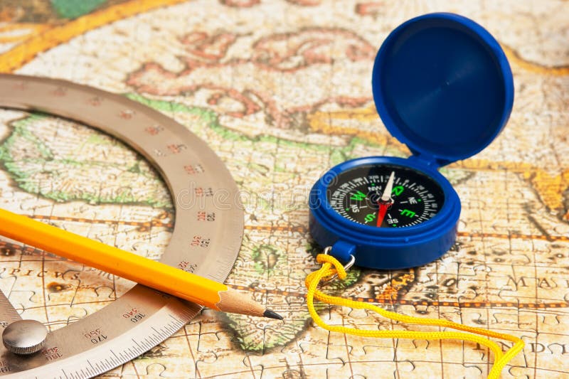 Compass and protractor stock photo. Image of northwest - 133851986