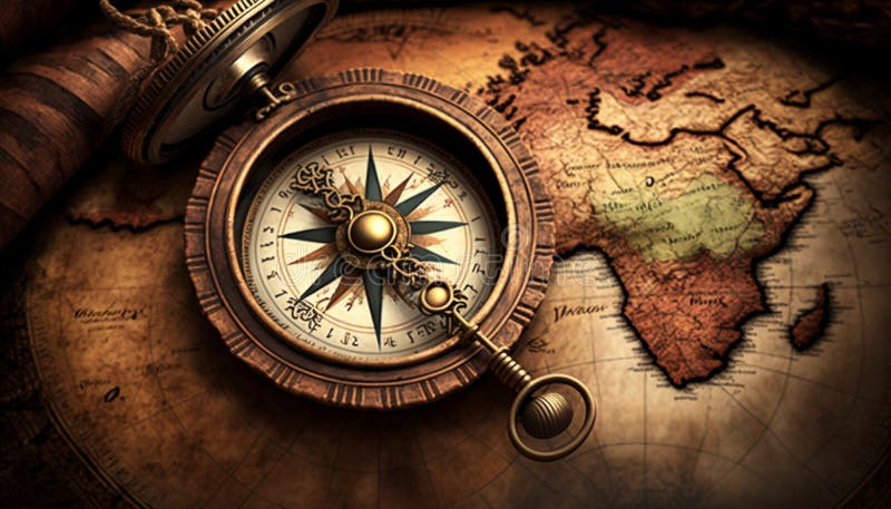 Old Map with Compass on Top of it Wallpaper Generative AI Stock ...