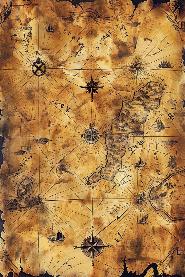 Old Map with Compass stock photo. Image of vintage, travel - 375524544