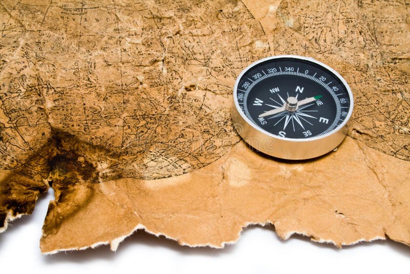 Old compass and map stock photo. Image of history, measurement - 10071580