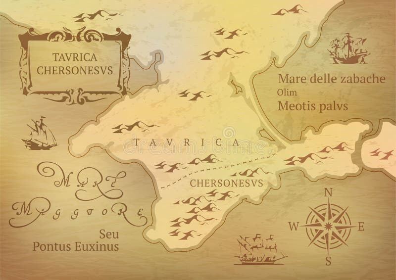 Old Map of Crimea with Inscriptions in Latin Stock Illustration ...
