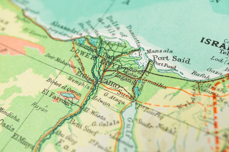 Old Map of Egypt, Highlighting the Nile River Which Flows into the ...