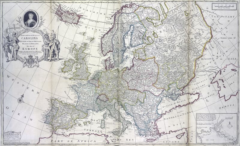 Old Map of the Europe from an 18th Century Atlas Stock Image - Image of ...