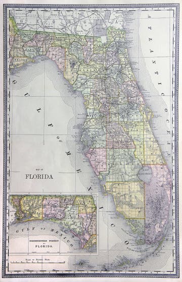 Old Map of Florida stock photo. Image of document, vintage - 20144846