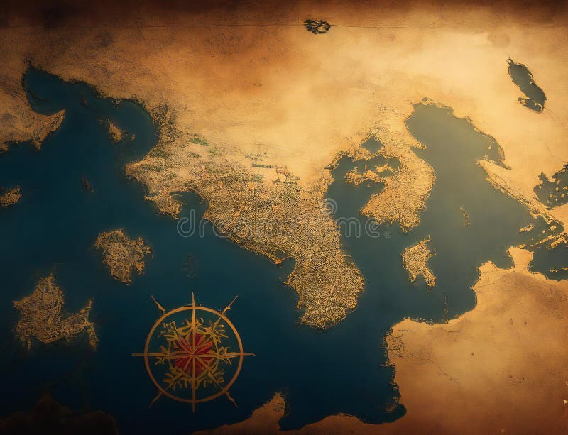 Old Map Imaginary Land stock illustration. Illustration of mural ...