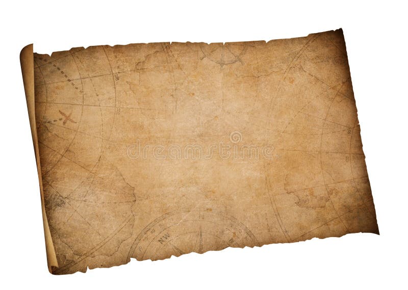 Old Ripped Treasure Map Isolated Stock Image - Image of paper, pirates ...