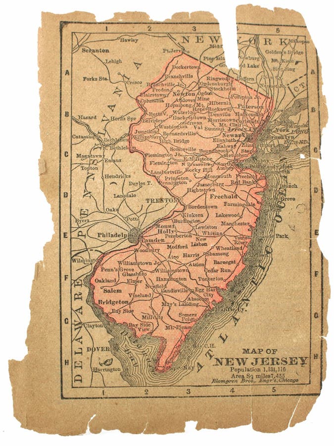 Old map of New Jersey stock photo. Image of global, ancient - 13105720