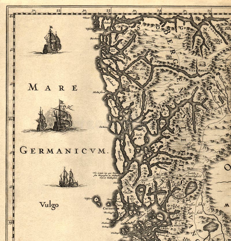 Old map of Norway stock photo. Image of nature, background - 11431502