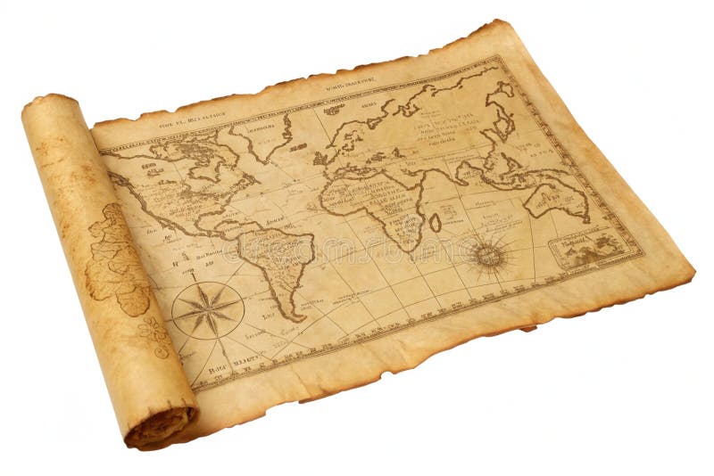 Old Map on Parchment Oriented 3D Illustration Stock Illustration ...