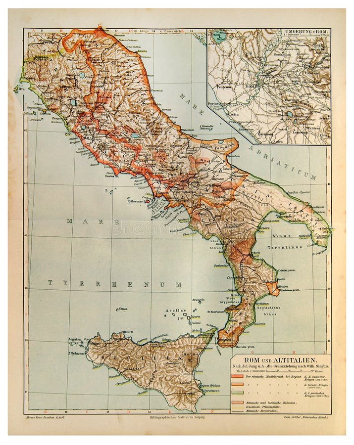 Old Map of Rome and Old Italy Stock Photo - Image of nautical ...