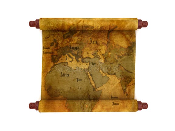 Old map scroll stock illustration. Illustration of island - 7309867