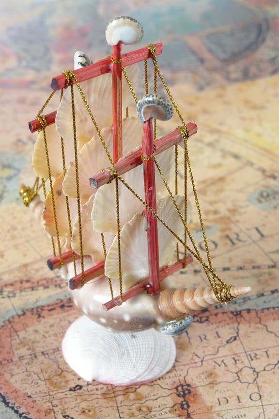 Old map and sea shell ship stock image. Image of boat - 2023063