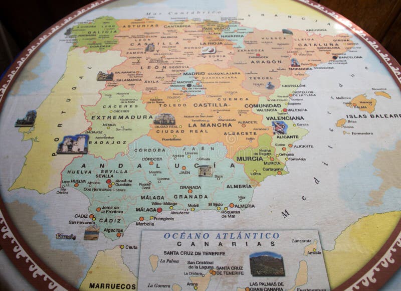 Old Map of Spain on a Table Stock Photo - Image of barcelona, people ...