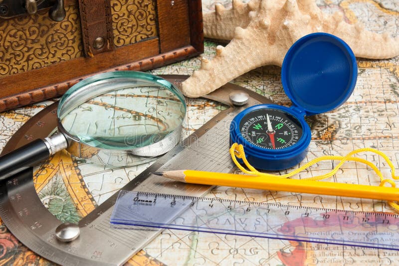 Compass and protractor stock photo. Image of northwest - 133851986