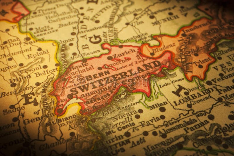 Old map of Switzerland. stock image. Image of geographic - 10119601