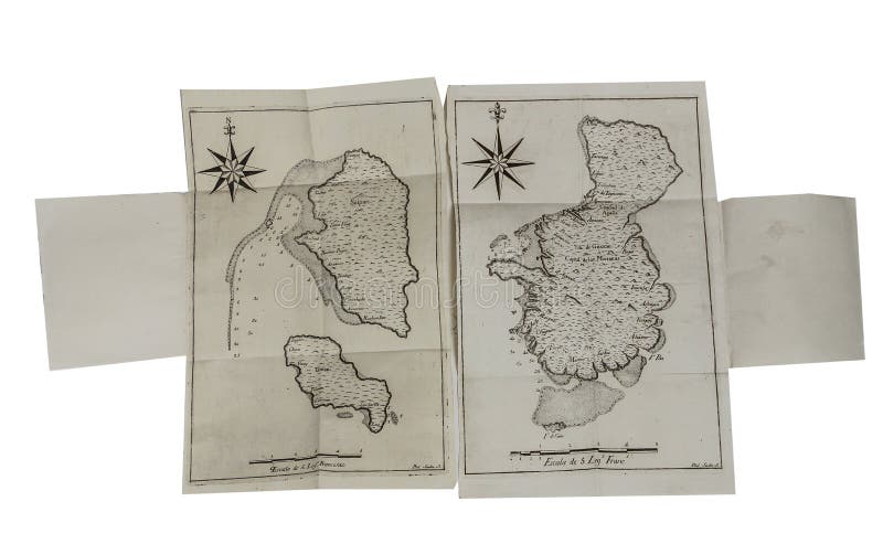 Old Map Under the Lights Isolated on a White Background Stock Image ...