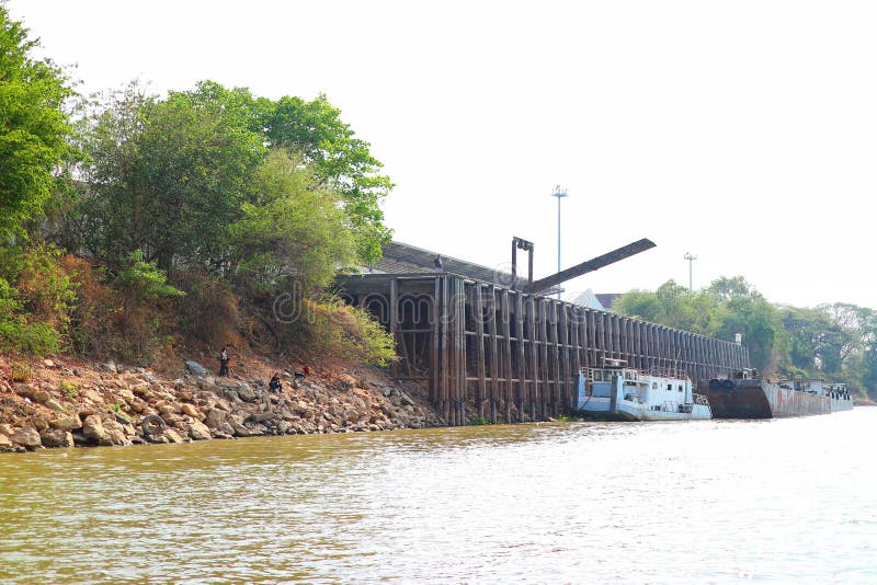 Old Marina, Large Iron Boat Abandoned in the River in Thailand Stock ...