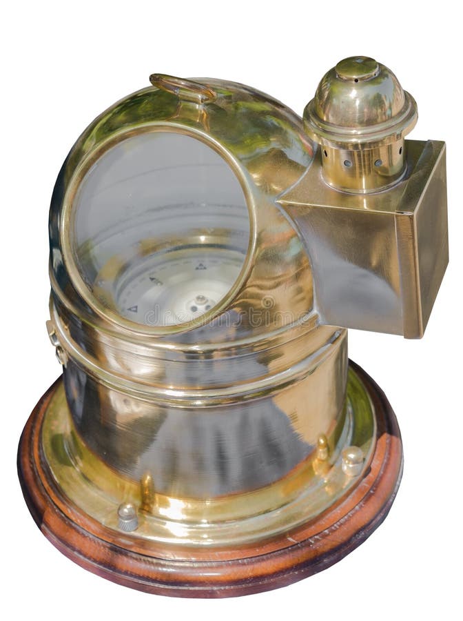 Old Marine Compass Abovedeck Sailing-vessel on White Stock Image ...