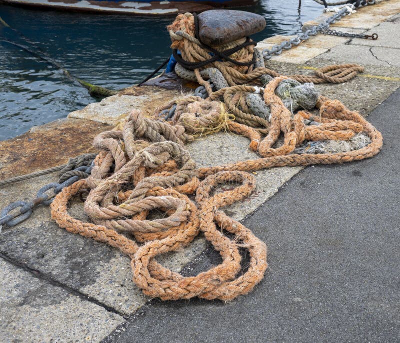 Old Marine Rope in a Harbour Stock Image - Image of natural, cable ...