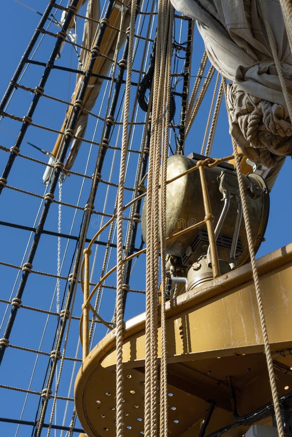 Old Marine Rope on a Sailing Vessel Stock Photo - Image of rope ...