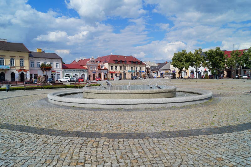 Old Market Square and Fountain in Lowicz, Poland Editorial Photo ...