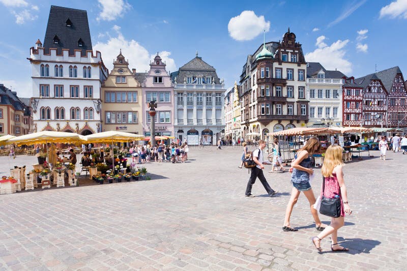 Old Market Square in Trier, Germany Editorial Stock Photo - Image of ...