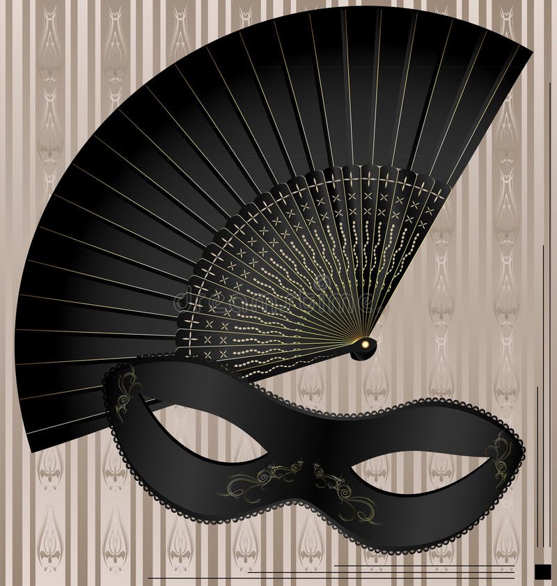 Old mask and fan stock vector. Illustration of drawing - 22680604
