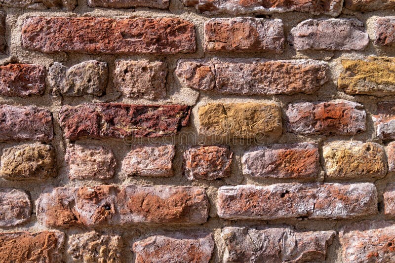 Old Masonry of Red and Yellow Bricks Stock Image - Image of masonry ...