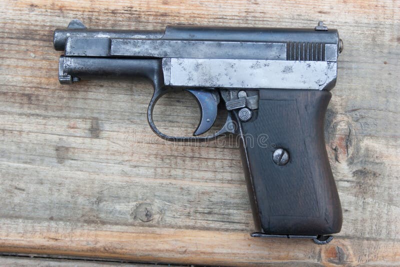 Old Mauzer hand gun stock photo. Image of iron, sight - 33934568