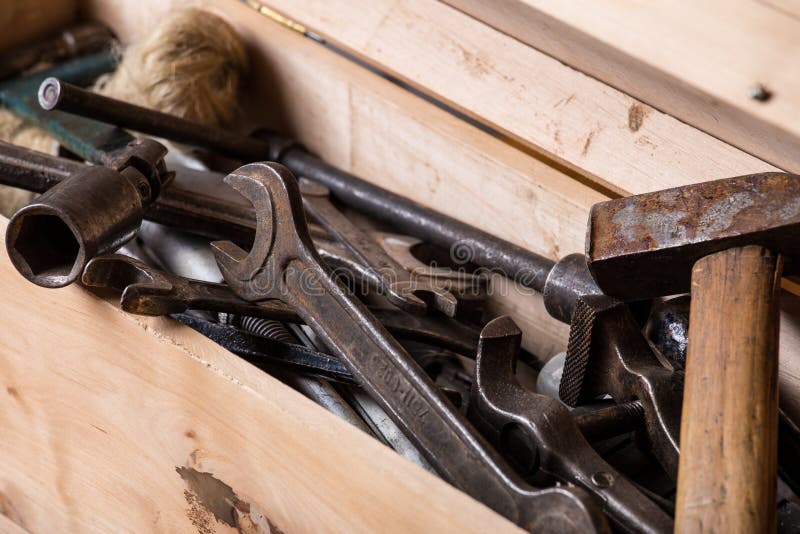 Old mechanic tools stock image. Image of wood, craft - 59116451