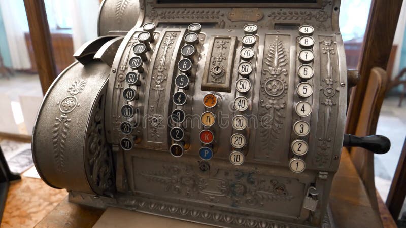 Old Mechanical Cash Register in an Old Pharmacy. Antique Cash Register ...