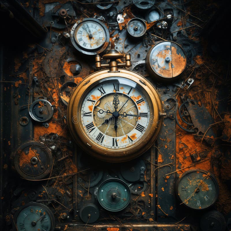 Old Mechanical Clock Dial, Covered with Rust, Vintage Object Stock ...