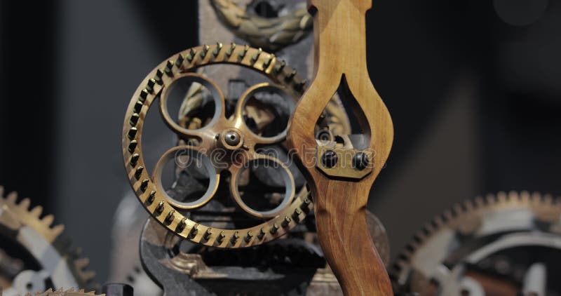 Old mechanical clock parts stock video. Video of model - 317341059