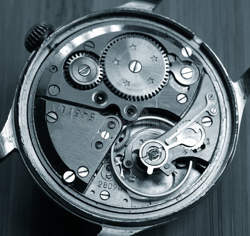 Old Mechanical Watch Caliber Stock Image - Image of inside, macro ...