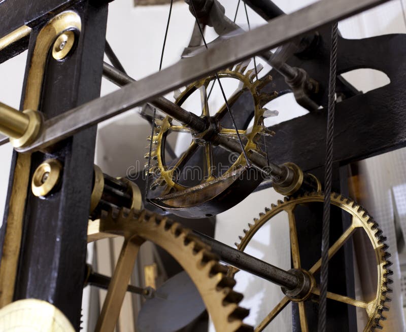 Cogwheels in the clock stock image. Image of power, close - 99178741