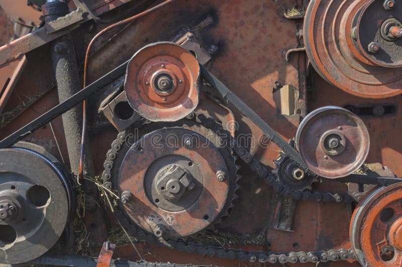 The Old Mechanism with Chain and Belt Drives Stock Image - Image of ...