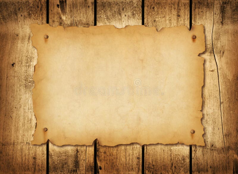 Old Mediaeval Paper Sheet. Horizontal Parchment Scroll on a Wood Board ...
