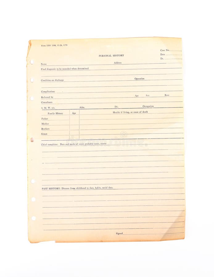 Old Medical Form stock photo. Image of paperwork, information - 2976474