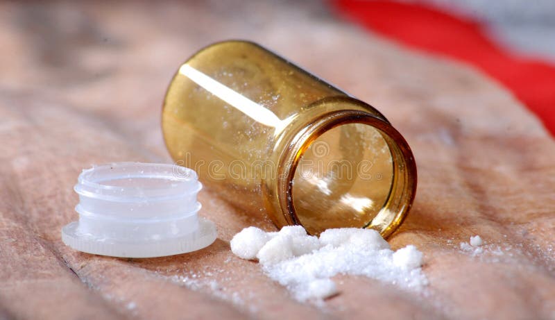 Old Medicine Bottle with Unknown Powder Stock Image - Image of amber ...