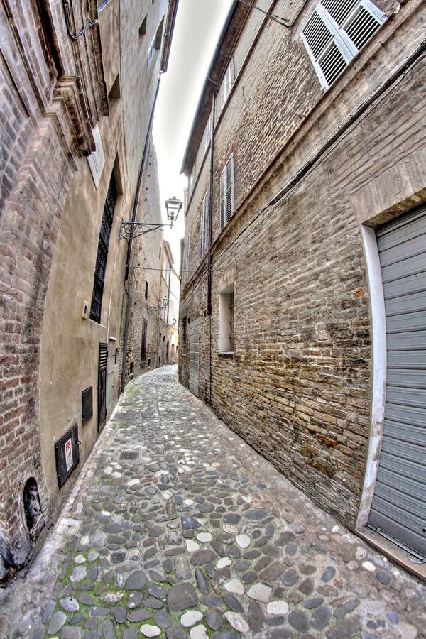 Medieval Alley in Acquaviva Picena, Italy Stock Image - Image of marche ...