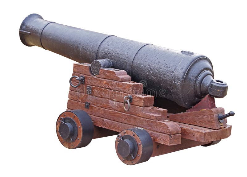 Old Medieval Artillery Canon on White Stock Image - Image of soldier ...