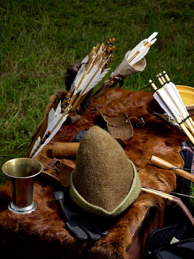 Old Medieval Bow and Arrows Stock Image - Image of primitive, artifact ...