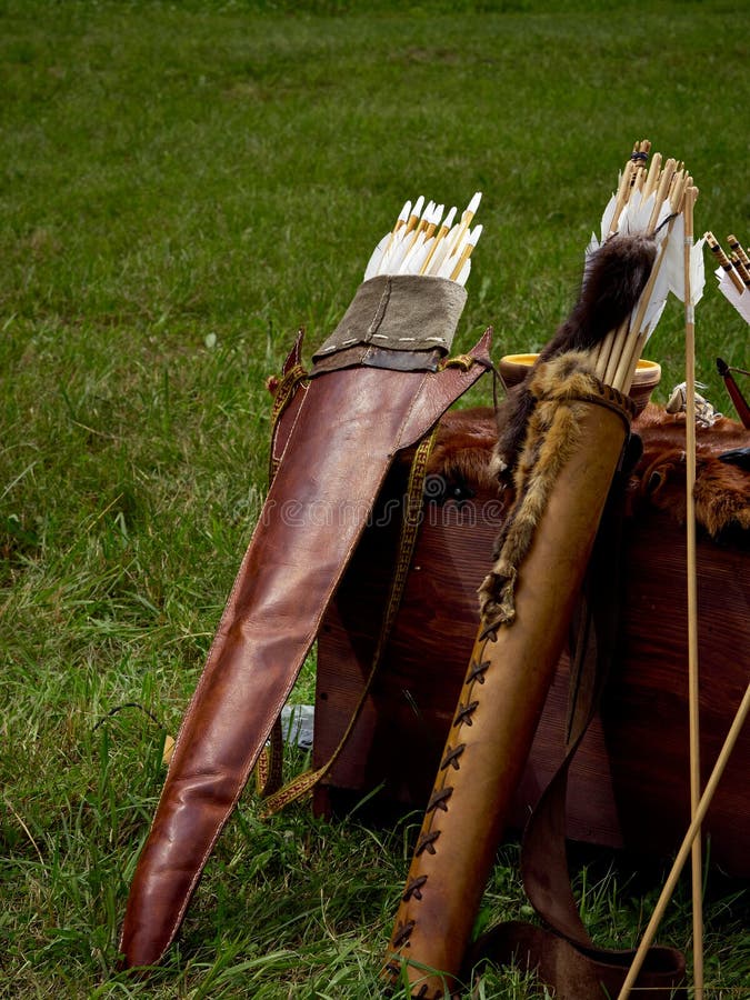 Old Medieval Bow and Arrows Stock Image - Image of archeology, hunt ...