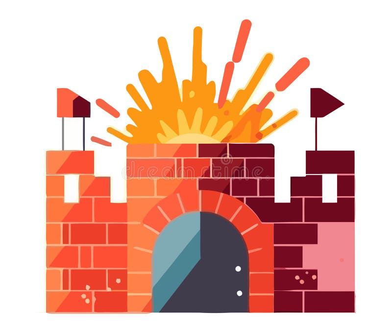 Old Medieval Castle in Fire Stock Vector - Illustration of isolated ...